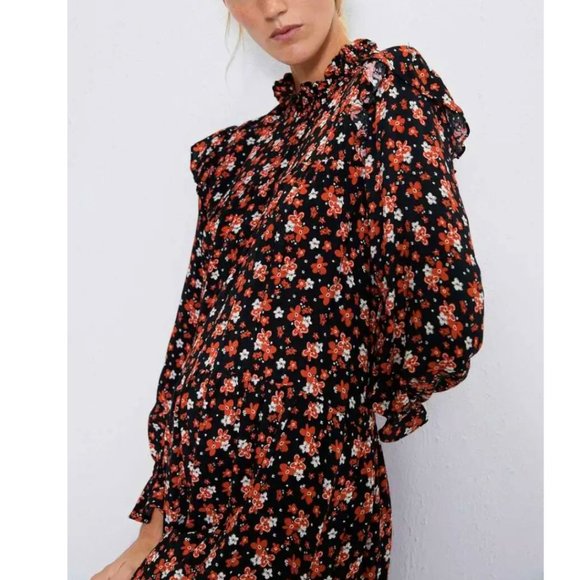 Zara | Dresses | Nwt Zara Long Sleeve Floral Printed Maxi Dress Size S ...